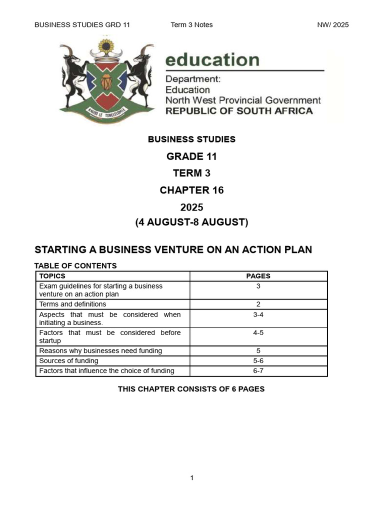 Action Plan for Starting a Business | PDF | Interest | Debt