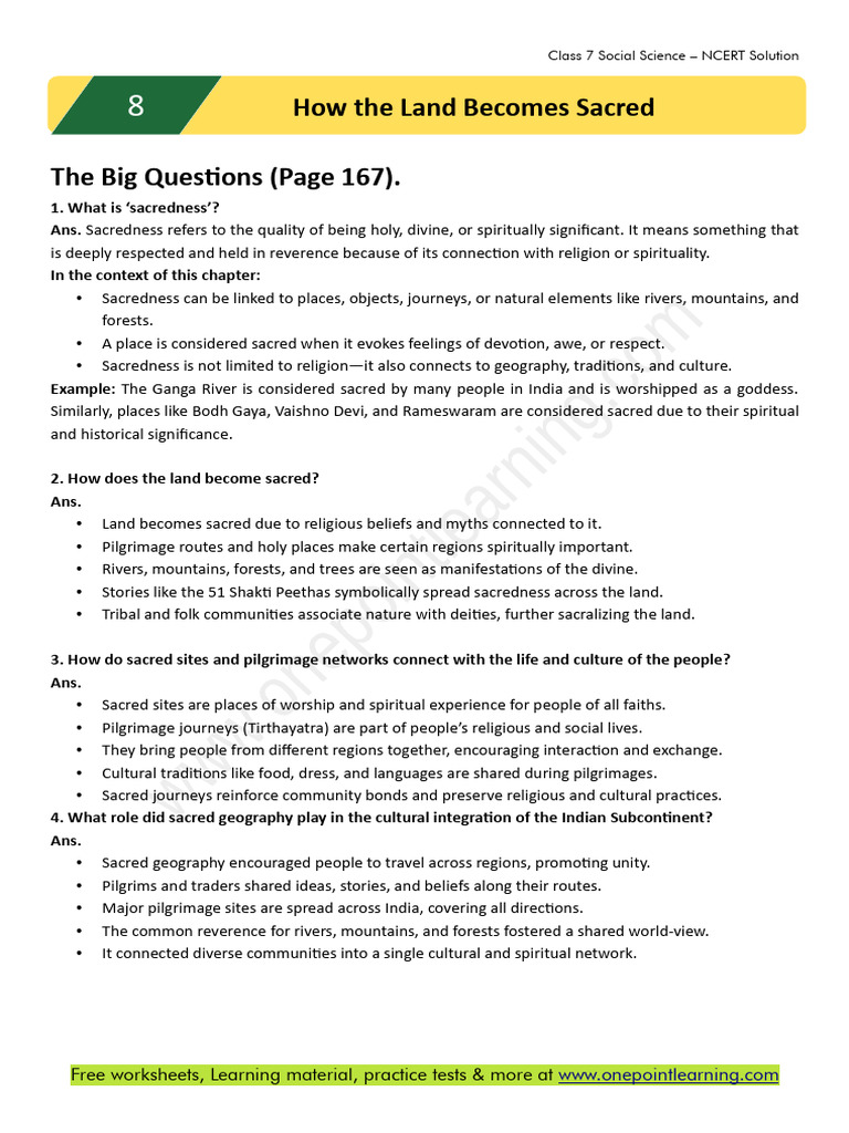 NCERT Solution Class 7 Social Science Chapter 8 How The Land Becomes ...