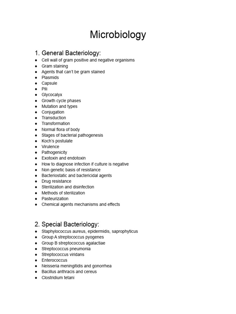 Microbiology Checklist 2024 by MBBS CAFETERIA - 250525 - 174808 | PDF ...