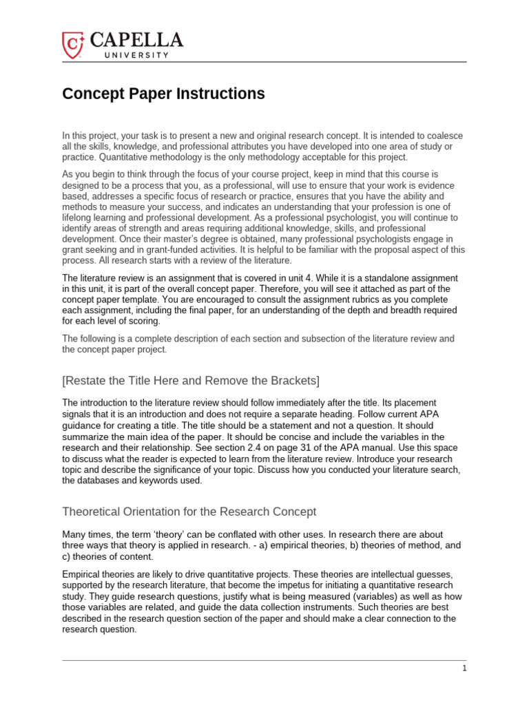 CF Concept Paper Project Instructions | PDF | Statistics | Methodology