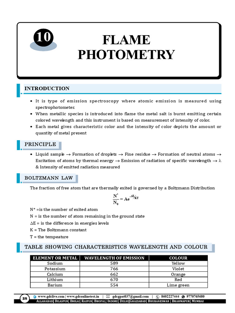 Flame Photometry 10 | PDF | Emission Spectrum | Spectrophotometry