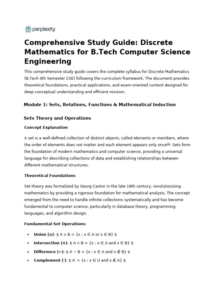 Discrete Mathematics Study Guide for CSE | PDF | Group (Mathematics ...