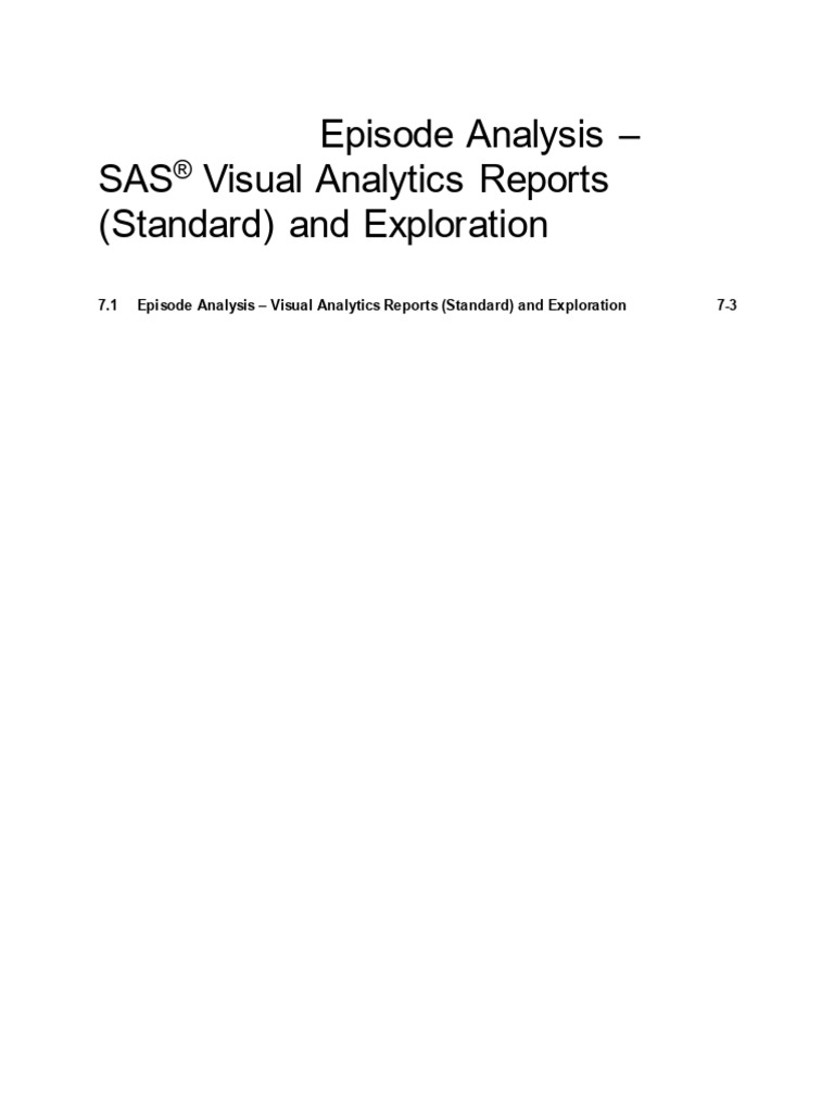 3 - Lesson 7 - Episode Analysis - SAS Visual Analytics Reports (Standard) and Exploration | PDF ...