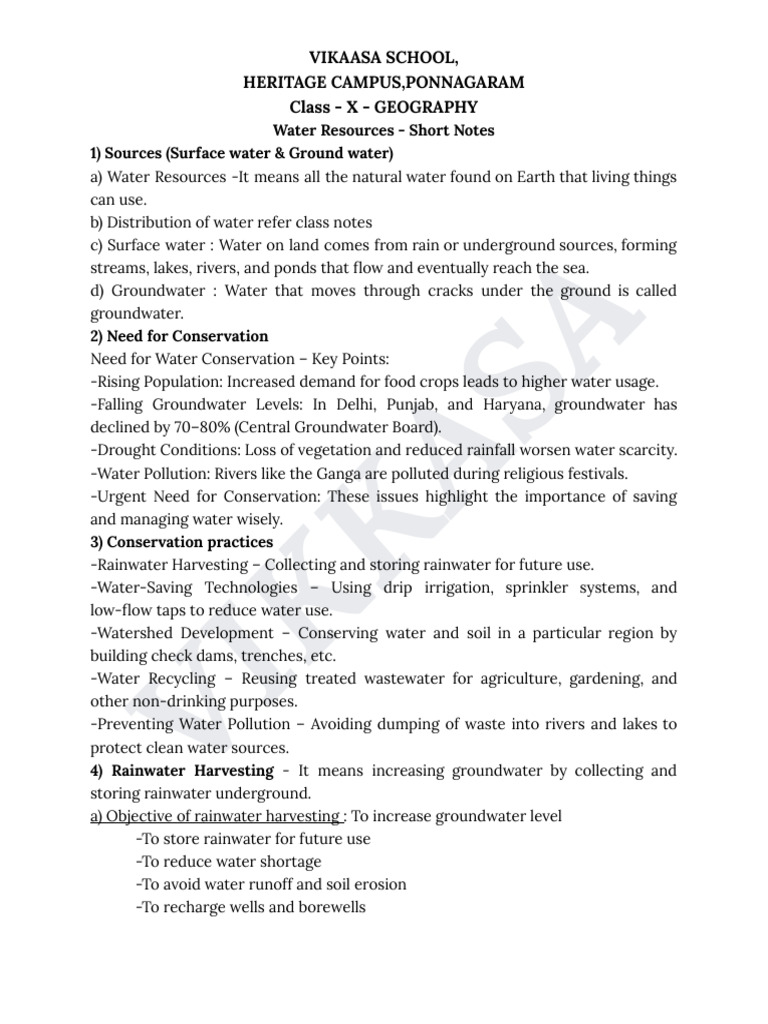 Water Resources Short Notes | PDF | Irrigation | Groundwater