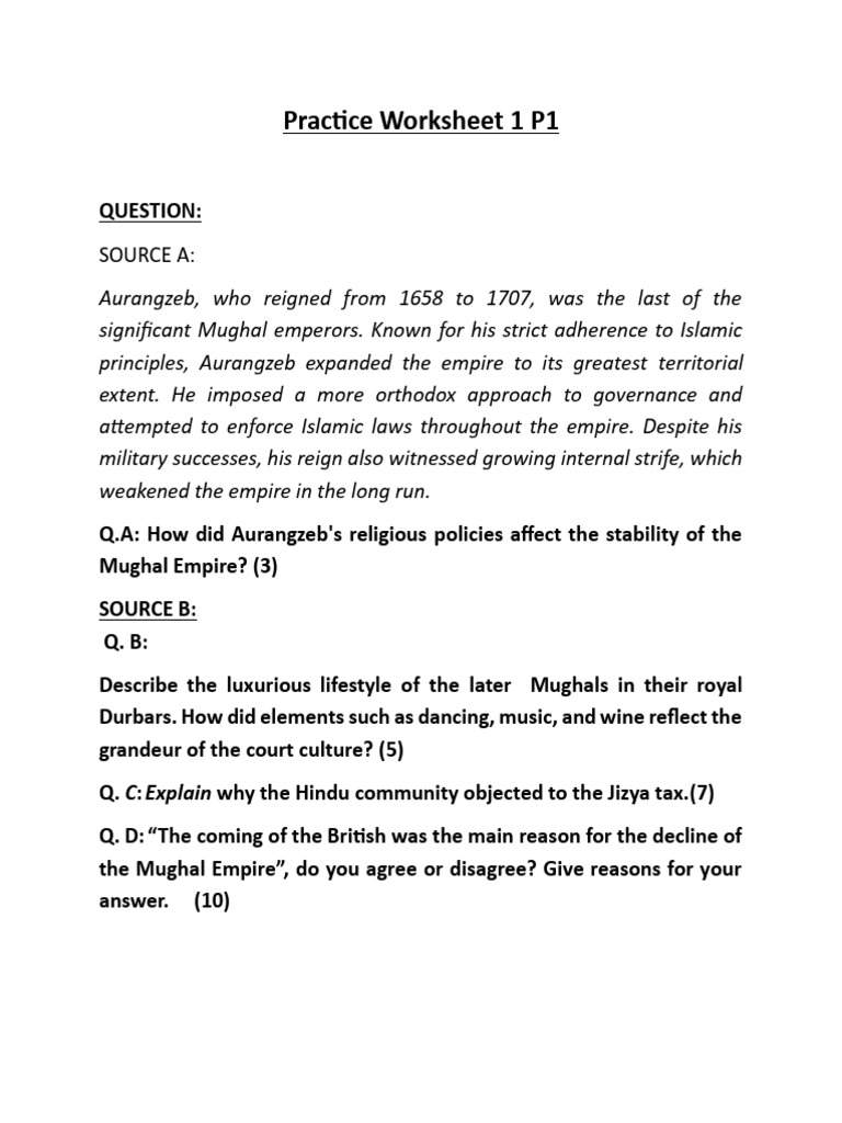 PP Work Sheet No. 1 | PDF