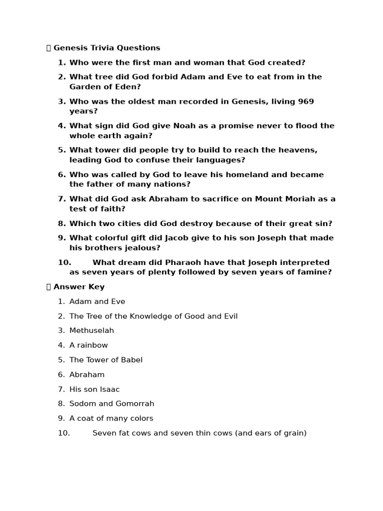 Youth Questions On Genesis | PDF