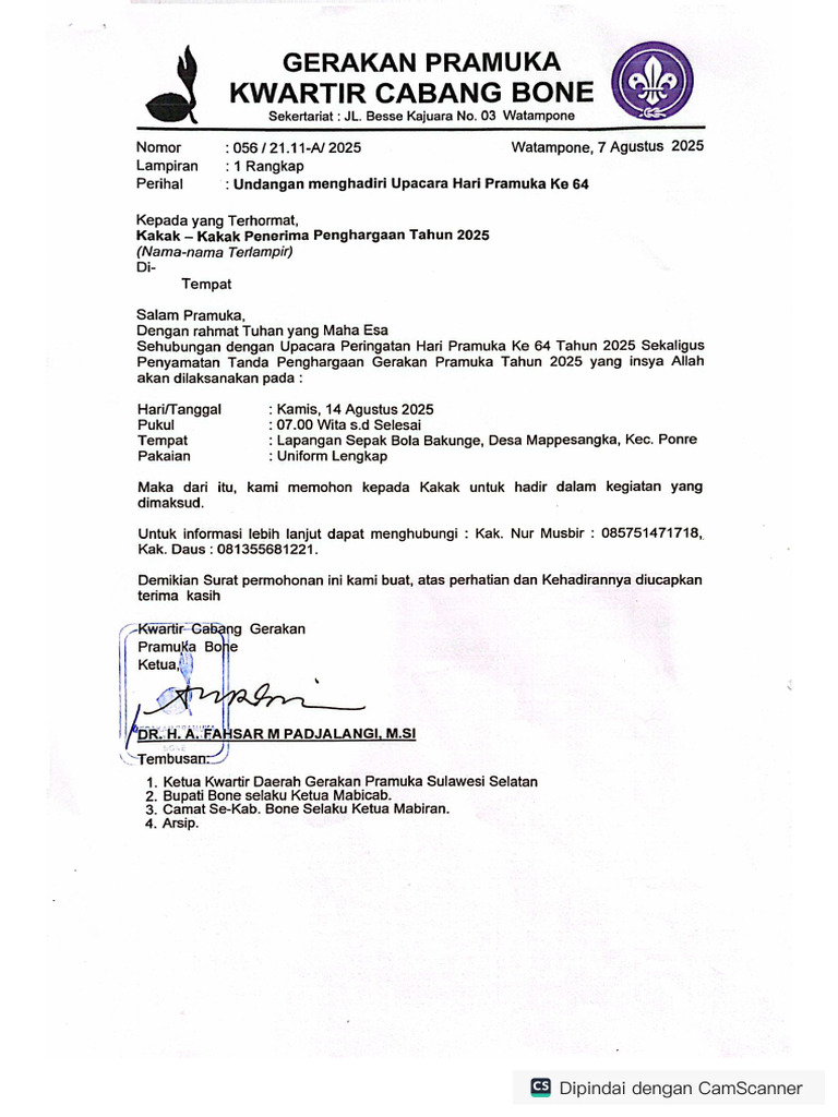 Penerima Penghargaan Kwarcab Bone | PDF