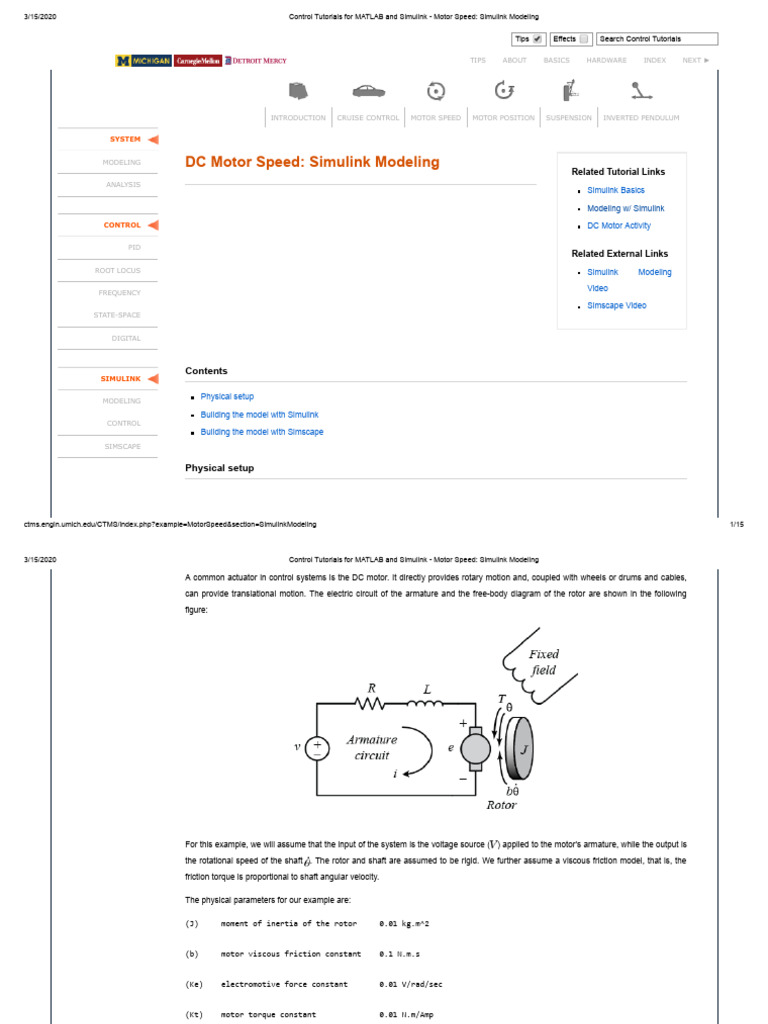 6 Control Tutorials For MATLAB and Simulink - Motor Speed - Simulink ...