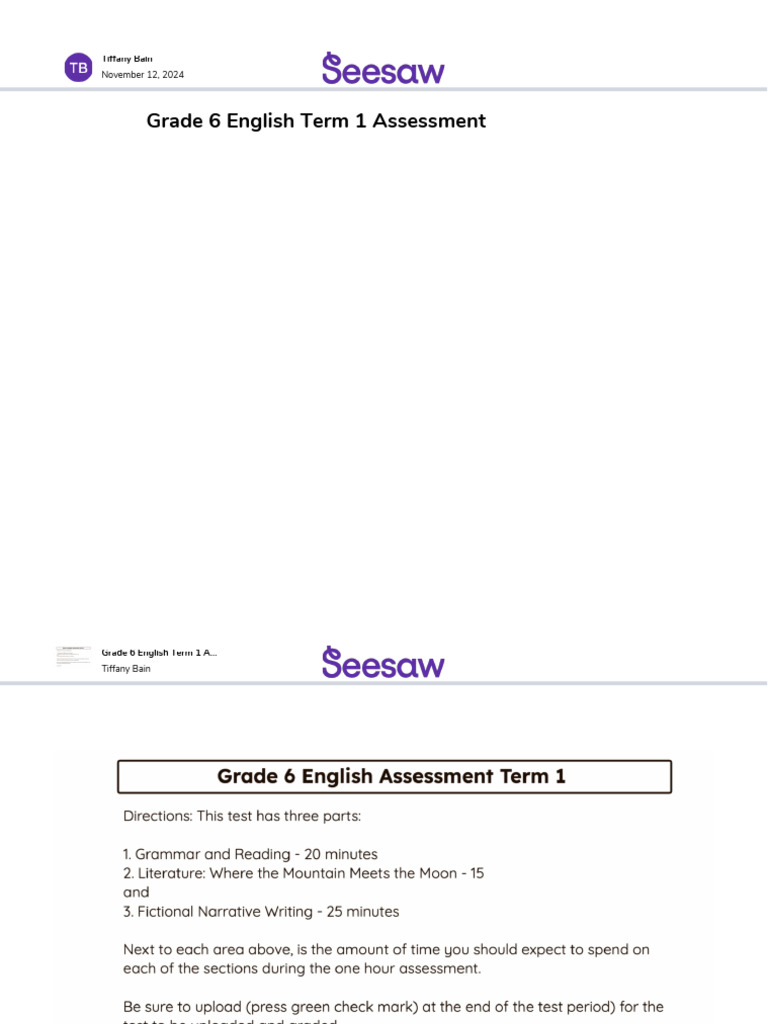 English Term 1 Assessment | PDF