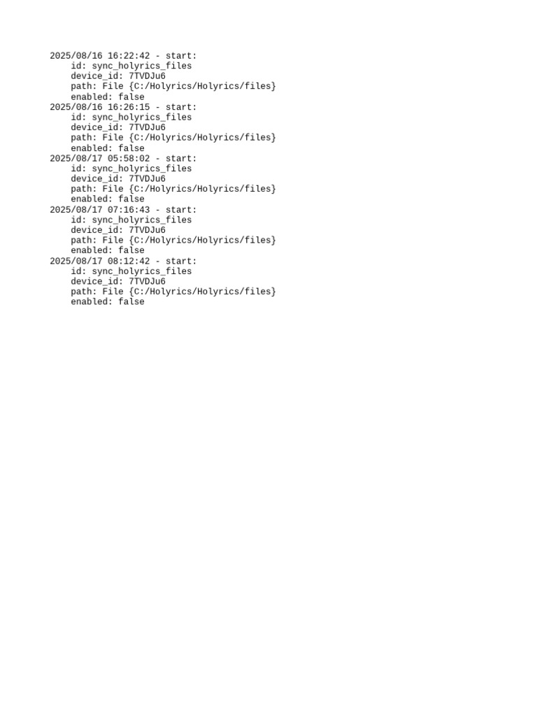 Holyrics File Sync Log 2025 | PDF
