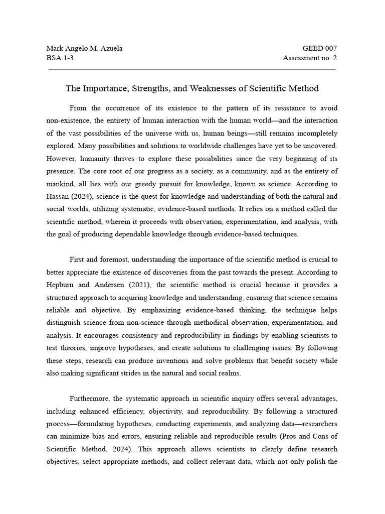 Pros and Cons of the Scientific Method | PDF | Scientific Method ...