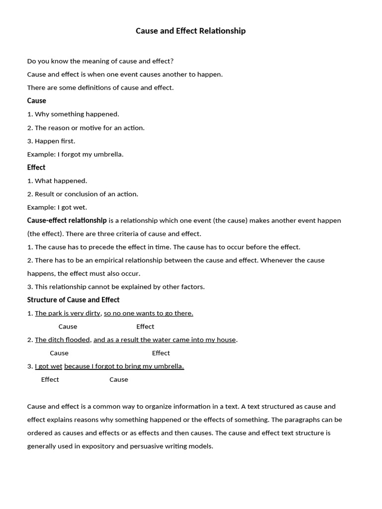 Cause and Effect Conjunction | PDF | Causality