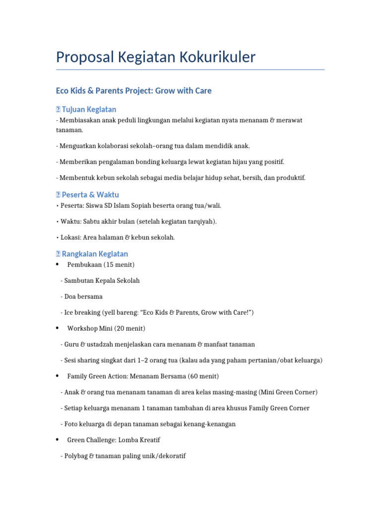 Proposal Eco Kids Project | PDF