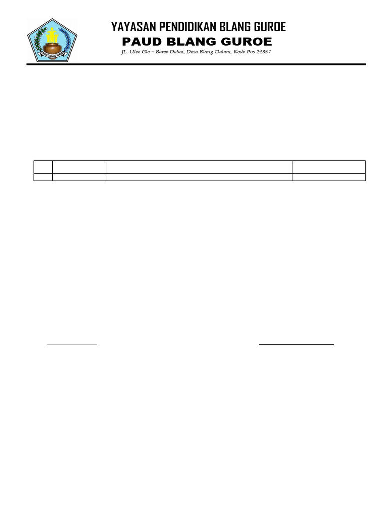 Nota Pesanan Barang PAUD Blang Guroe | PDF
