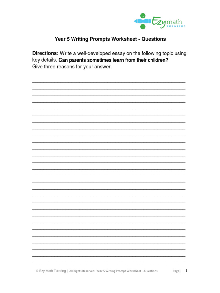 Year 5 Writing Prompt Worksheet | PDF