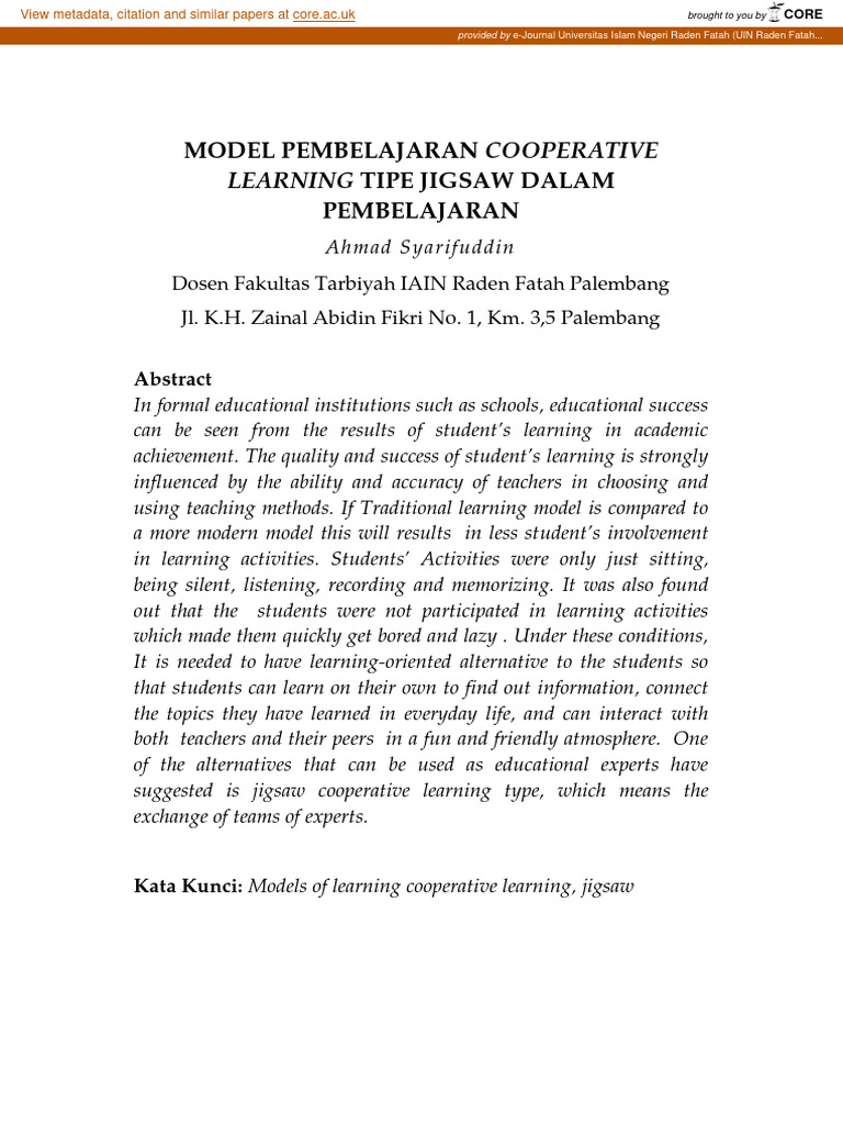 Model Pembelajaran Cooperative Learning | PDF