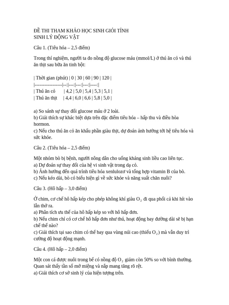 De HSG SinhLyDongVat De2 | PDF