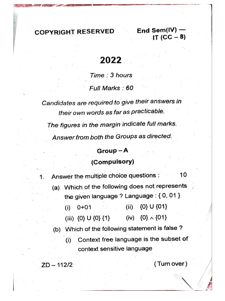 Cc8 Theory of Computation It Sem4 (PDF - Ai) | PDF | Theoretical Computer Science | Formalism ...