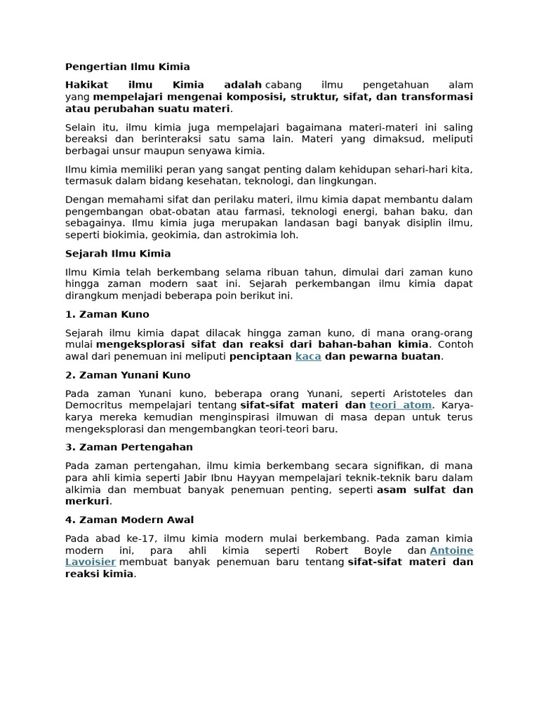 Pengertian Kimia Dalam Kehidupan | PDF