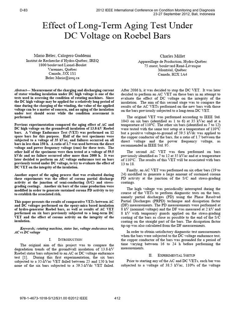 Effect of Long-Term Aging Test Under DC Voltage On Roebel Bar | PDF ...