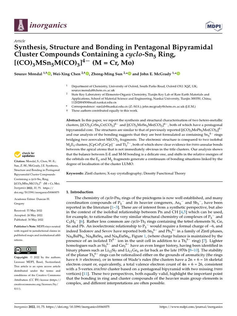 Synthesis Structure and Bonding in Pentagonal Bipy | PDF | Molecular ...