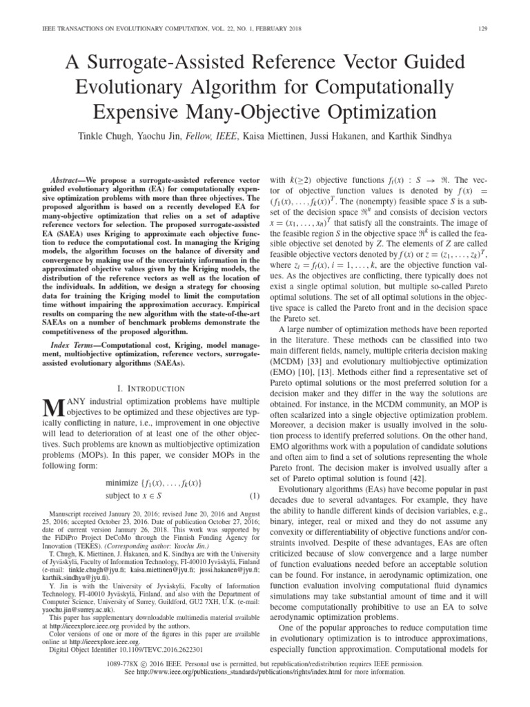 A Surrogate-Assisted Reference Vector Guided Evolutionary Algorithm For Computationally ...