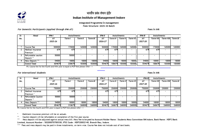 Fee-Structure-IPM-2025-Batch | PDF | Insurance | Private Sector