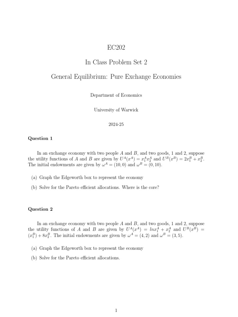 In Class Problem Set 2 - Week 4 | PDF