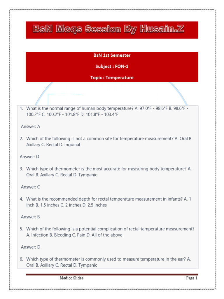 Body Temperature Measurement Methods | PDF | Rectum | Temperature