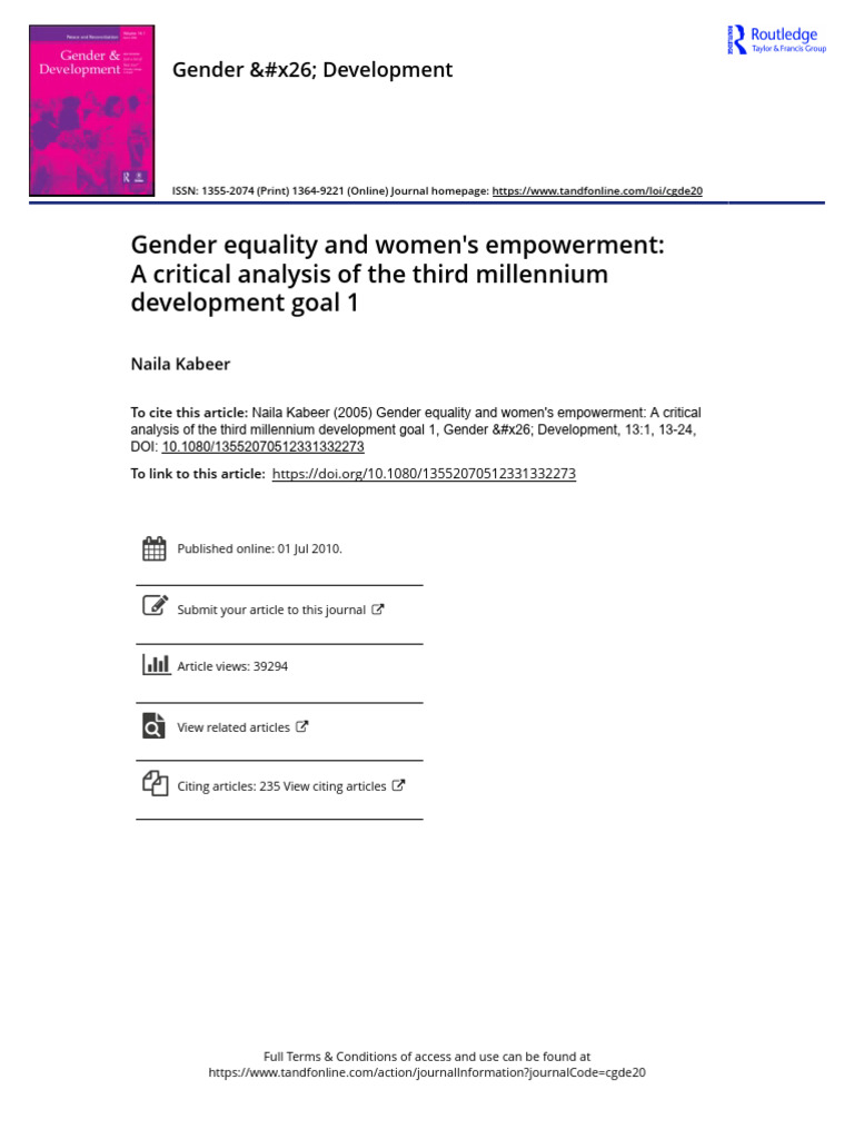 Gender Equality and Women S Empowerment A Critical Analysis of The ...