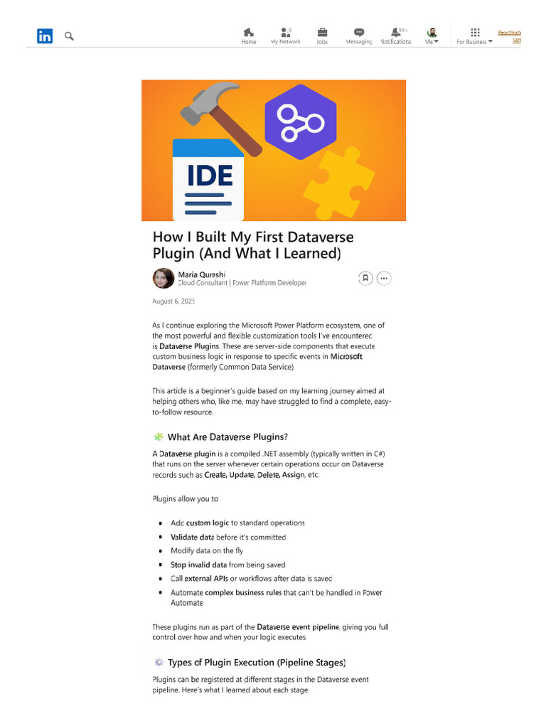 First Dataverse Plugin | PDF