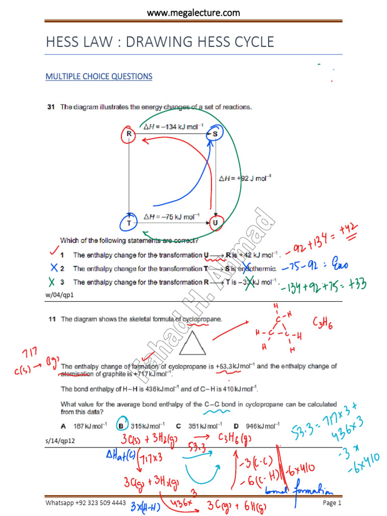 Worksheet Drawing Hess Cycle - Ms 240812 155620 | PDF