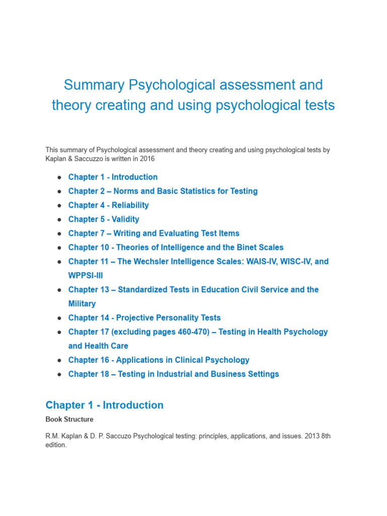Overview of Psychological Testing Principles | PDF | Validity ...