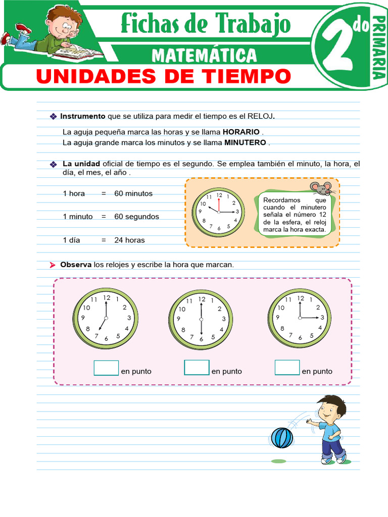 Unidades de Tiempo para Segundo Grado de Primaria | PDF | Reloj | Hora