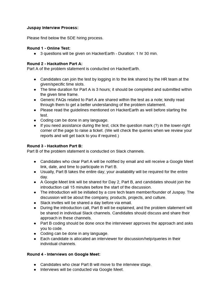 Juspay SDE Interview Process Overview | PDF | Computing