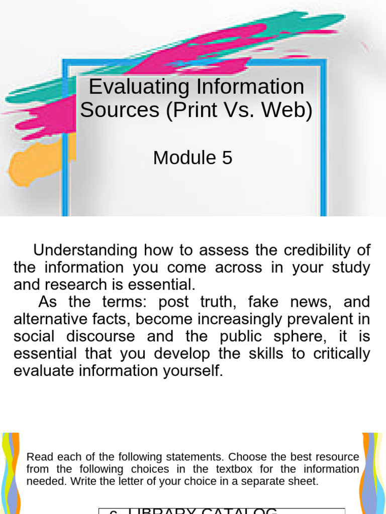 Evaluating Print and Web Sources | PDF | Expert | Academic Publishing