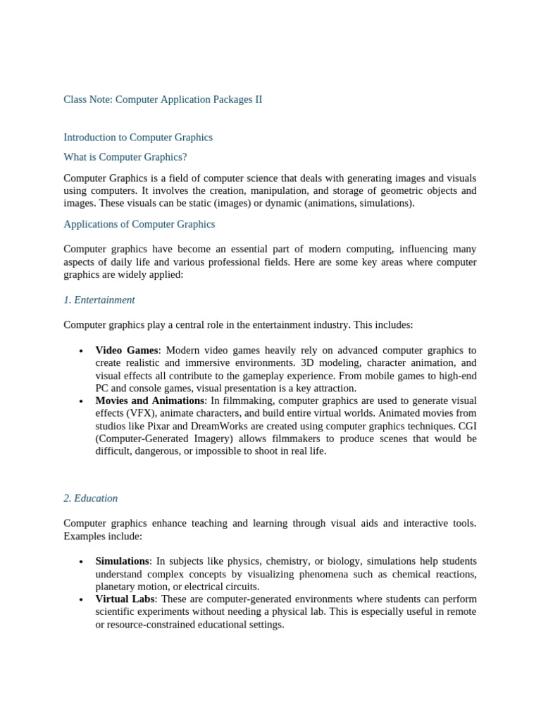 CSC 106 - Application Packages II | PDF | Rendering (Computer Graphics ...