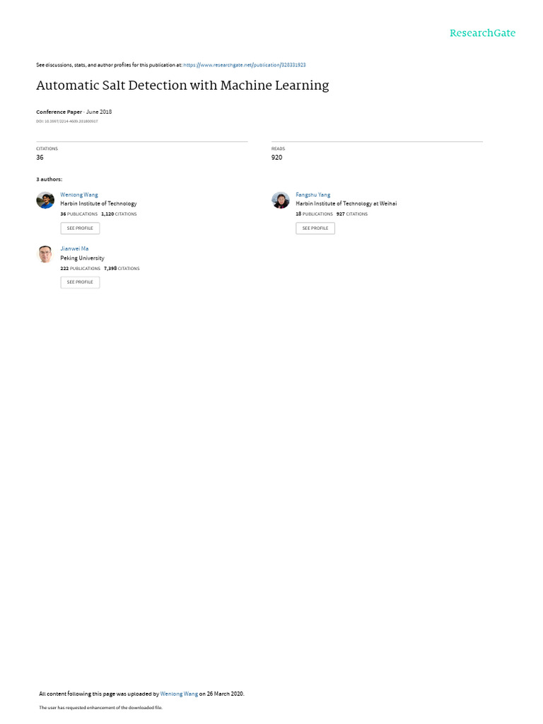 Automatic Salt Detection With Machine Learning | PDF | Machine Learning | Image Segmentation