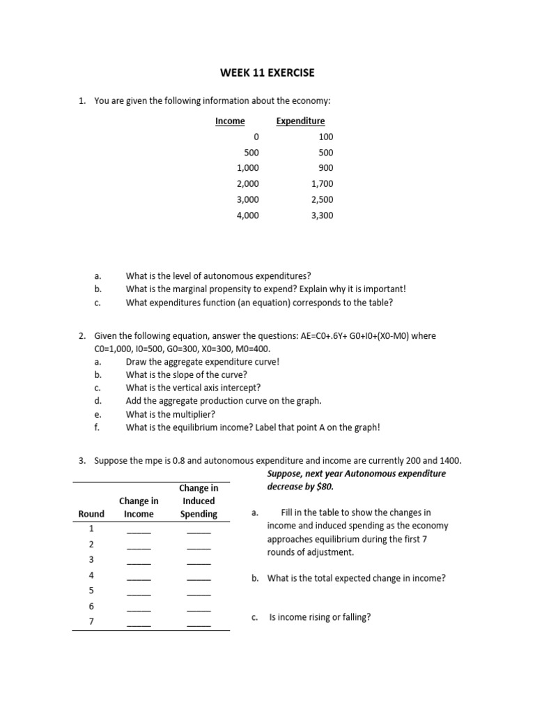 Week 11-Economic Exercise (1) | PDF