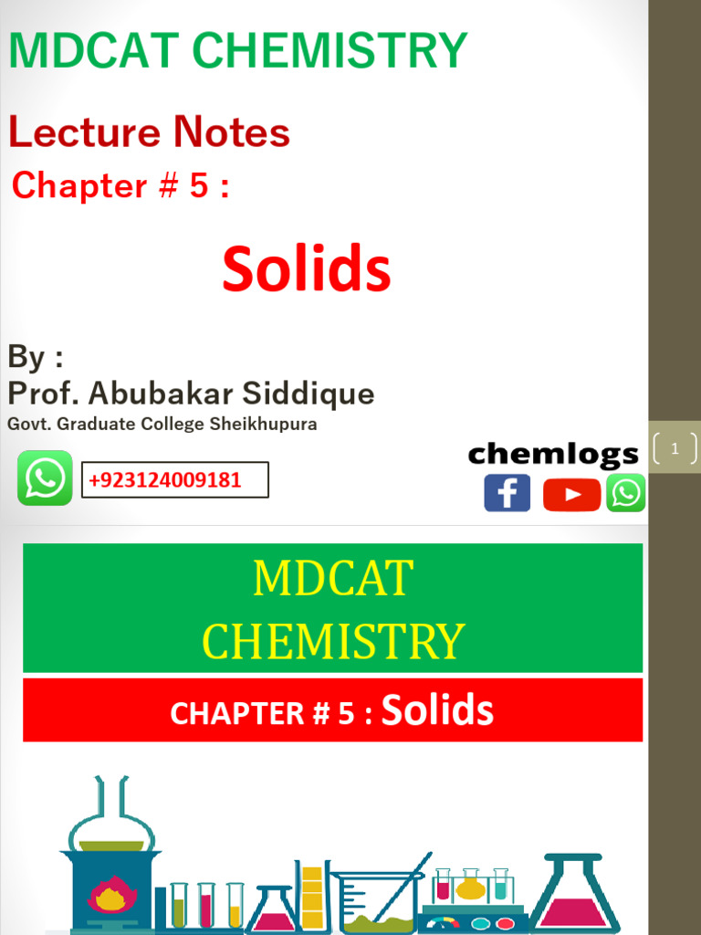 MDCAT Chemistry Chapter 5 Abubakar | PDF | Crystal Structure | Crystal
