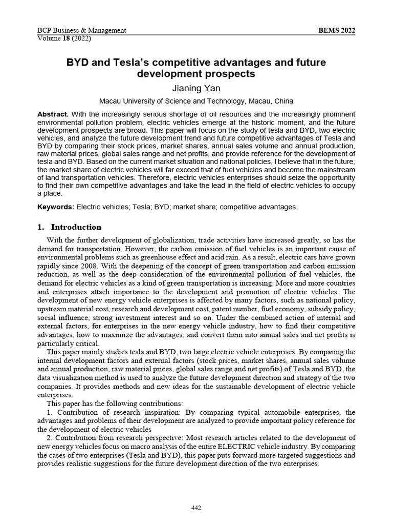 BYD and Teslas Competitive Advantages and Future | PDF | Electric ...