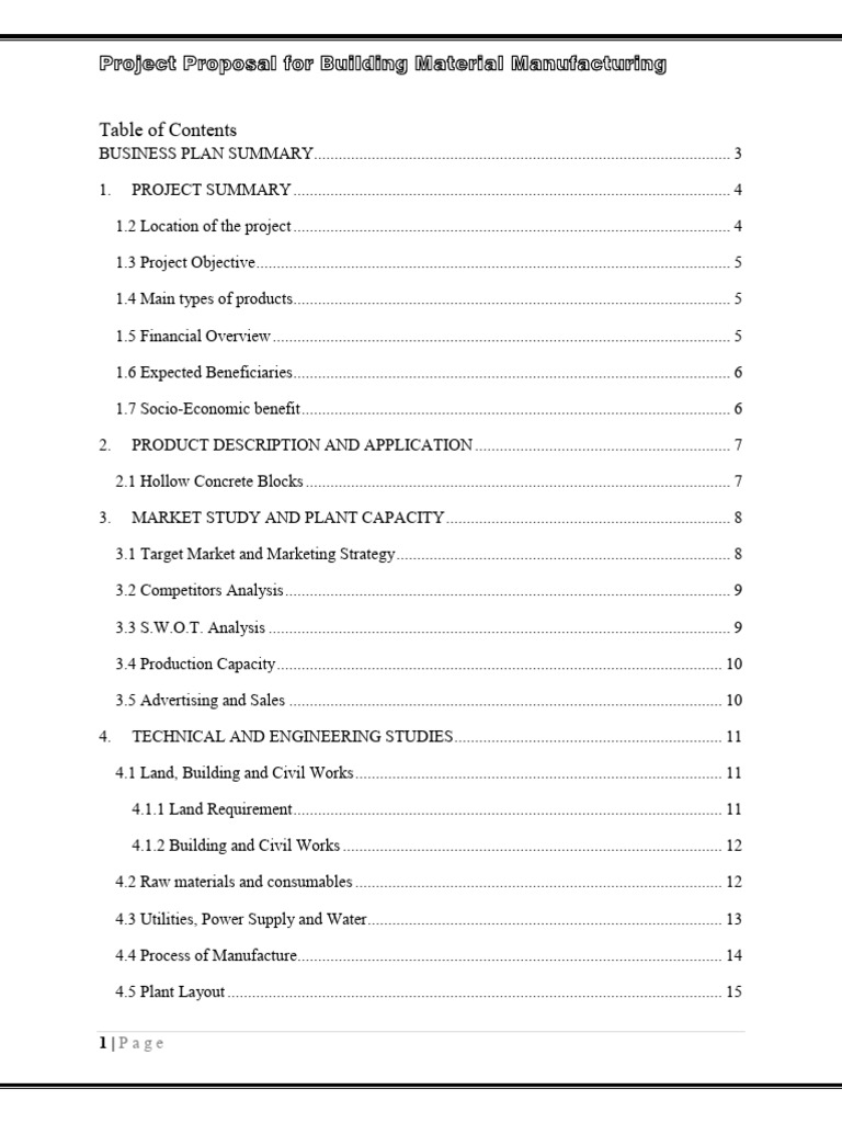 Building Material Manufacturing Proposal | PDF | Depreciation ...