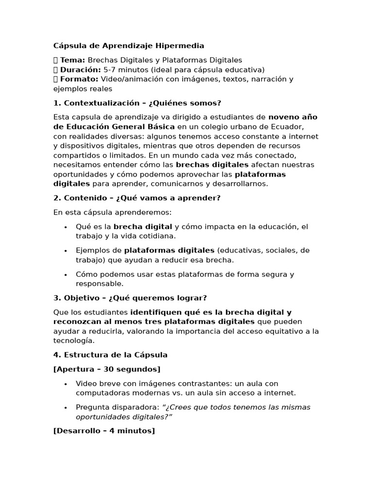Cápsula de Aprendizaje Hipermedia | PDF | Aprendizaje | Internet