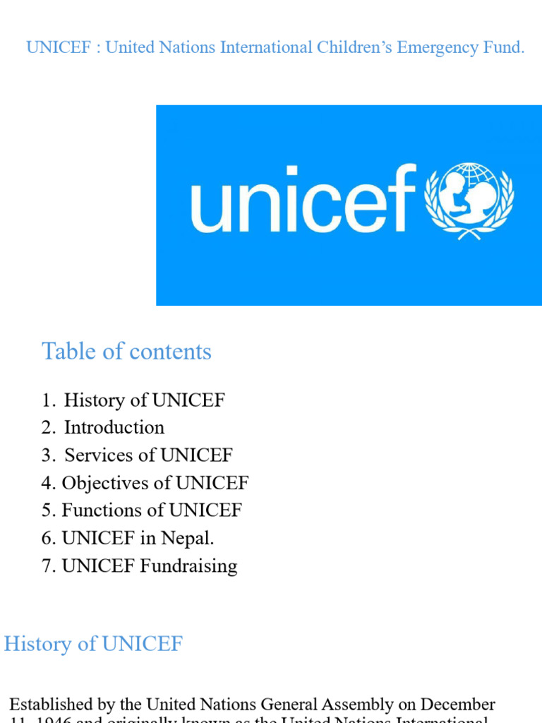 Functions and Objectives of UNICEF | PDF | Unicef | Malnutrition