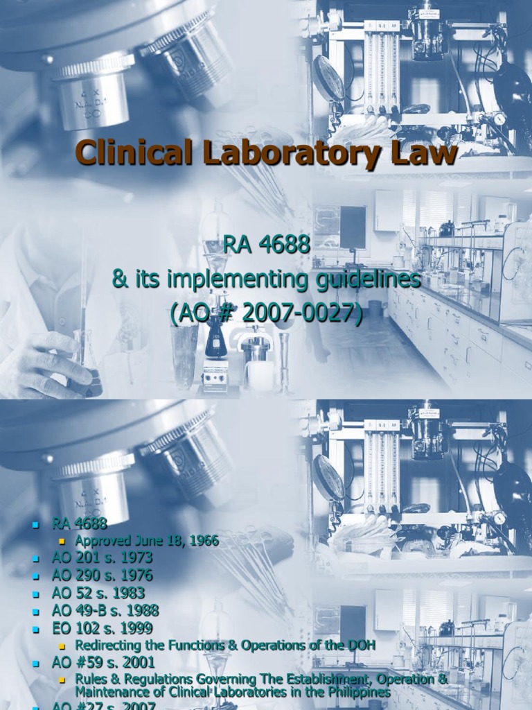 Clinical Laboratory Law | PDF | Pathology | Medical Laboratory