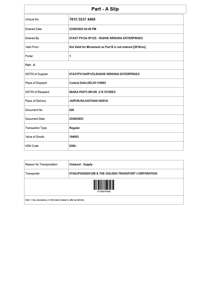 GST Invoice Slip for Radhe Krishna Enterprises | PDF