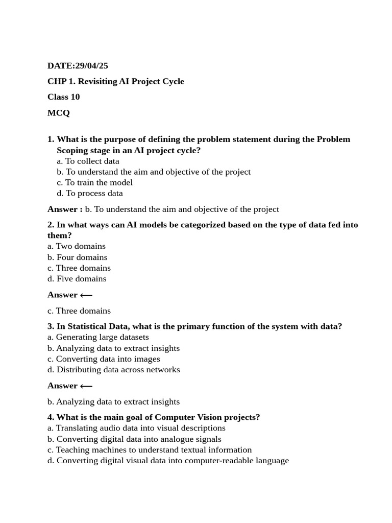 AI Project Cycle: Problem Scoping Insights | PDF | Machine Learning ...