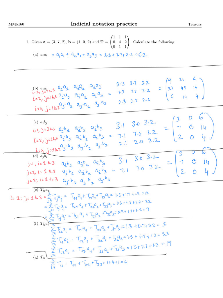 Indicial Notation Solution | PDF