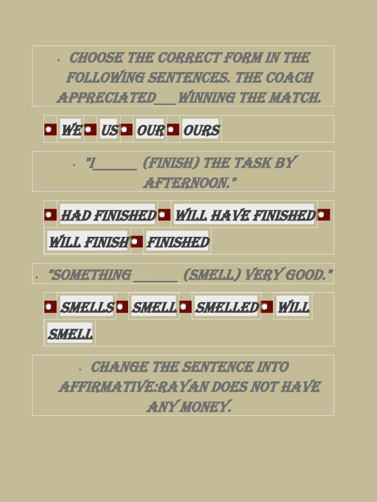 Choose The Correct Form in The Following Sentences 1 | PDF | Semantics ...