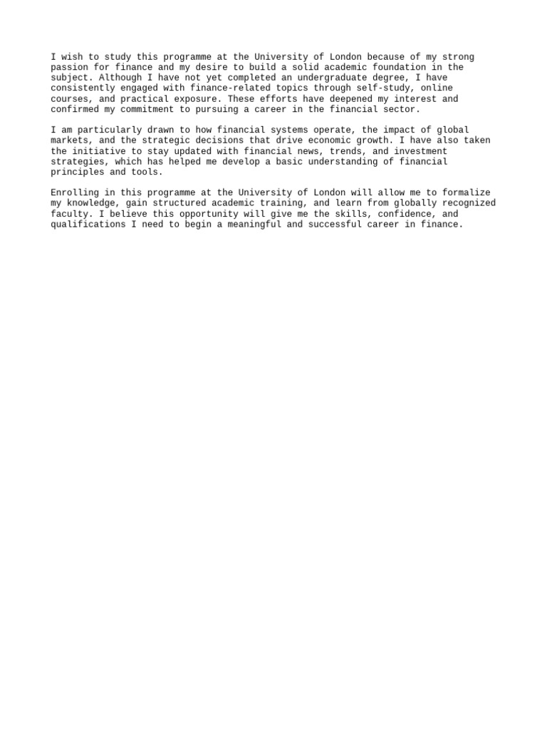 University of London Application Statement | PDF